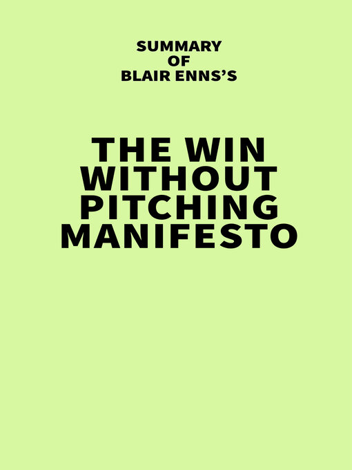Summary of blair enns's the win without pitching manifesto - Brooklyn ...