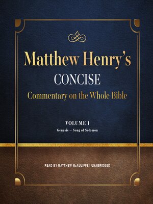 Matthew Henry's Concise Commentary on the Whole Bible, Volume 1 by ...