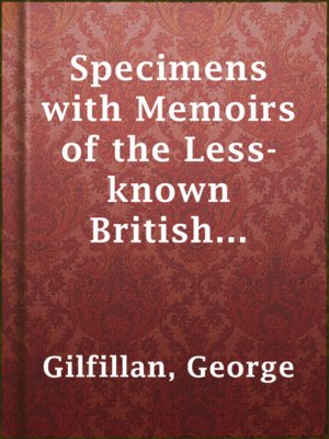eBook - Specimens with Memoirs of the Less-known British Poets, Volume ...