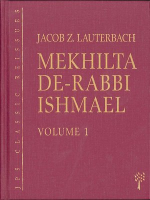 eBook - Mekhilta de-Rabbi Ishmael by Jacob Zallel Lauterbach ...