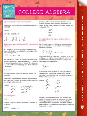 College Algebra by Speedy Publishing · OverDrive: Free ebooks ...