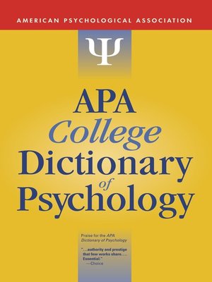eBook - APA College Dictionary of Psychology by American Psychological ...