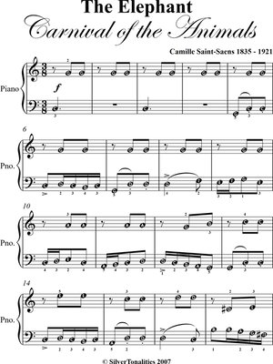 eBook - Elephant Carnival of the Animals Easy Piano Sheet Music by ...